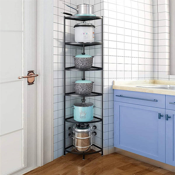 65-inch Freestanding Heavy Duty Corner Pot Rack 6-Tier Kitchen Shelf ...