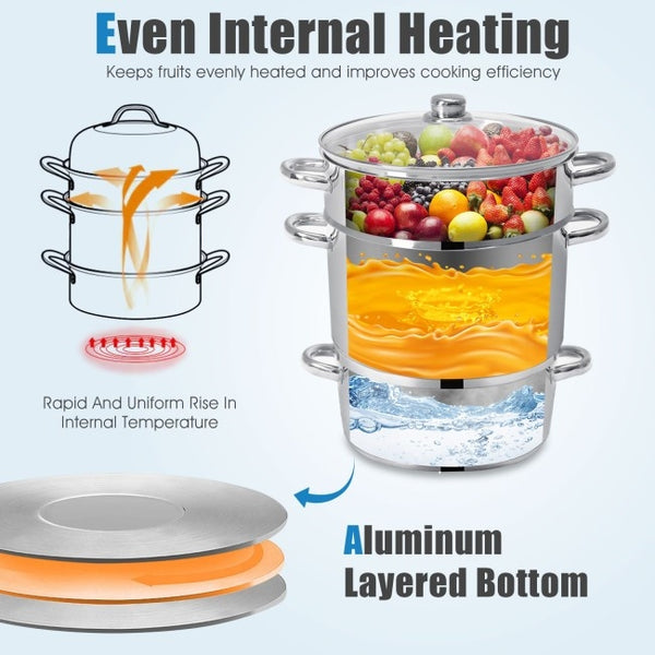 11 Quart Stainless Steel Steamer / Fruit Vegetable Juicer – HomePacific