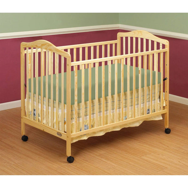 Farmhouse Natural Wood Convertible Crib Toddler Bed with Locking Caste ...