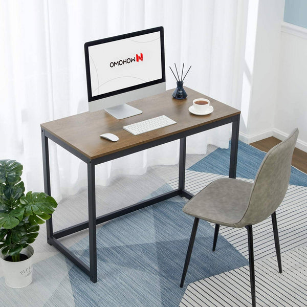 Modern Home Office Laptop Computer Desk Table with Black Metal Frame W ...